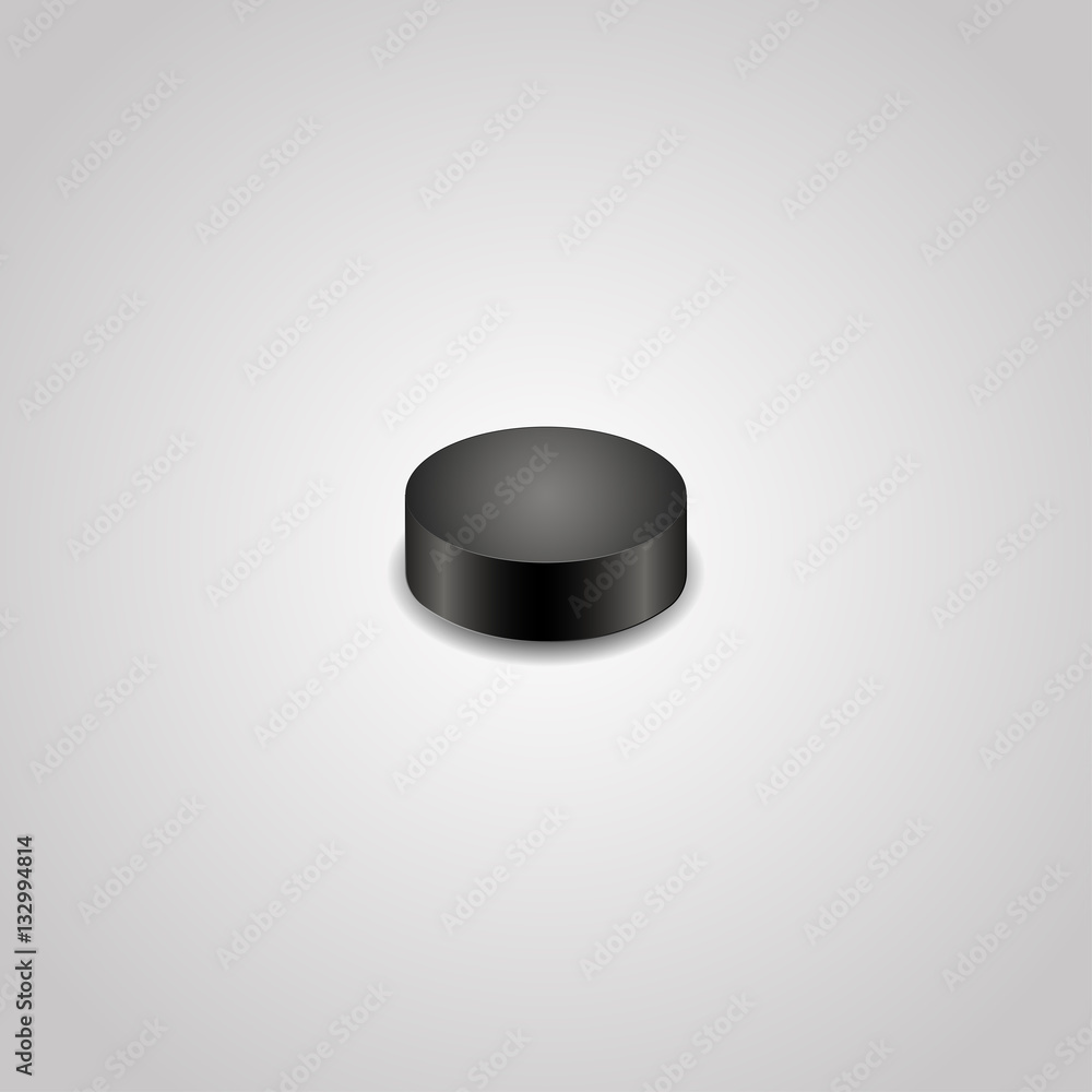 Hockey puck on a grey background Stock Vector | Adobe Stock