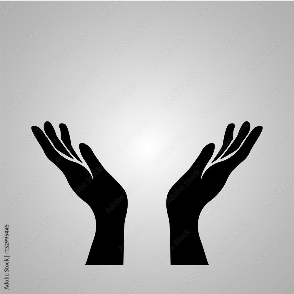 Hand icon on a grey background Stock Vector | Adobe Stock