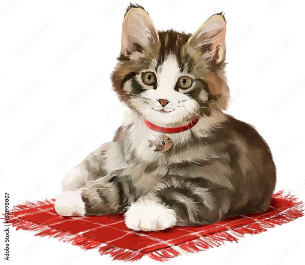 «The cat on the mat» painting Stock Illustration | Adobe Stock
