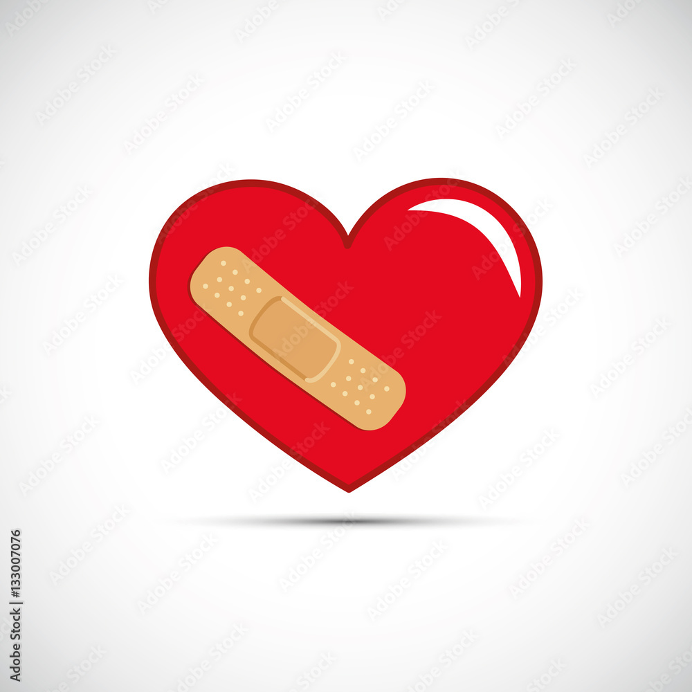 rotes herz mit pflaster Stock Vector | Adobe Stock