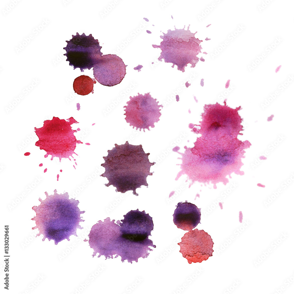 watercolor paint drops isolated on white background. Abstract free ...