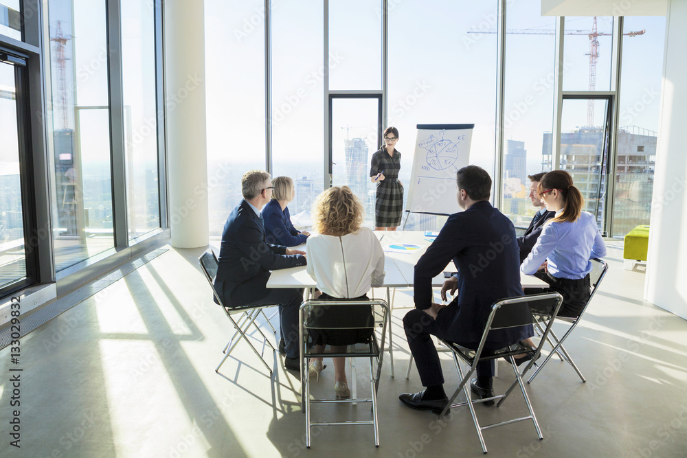 Female architect giving presentation in business meeting Stock-Foto ...