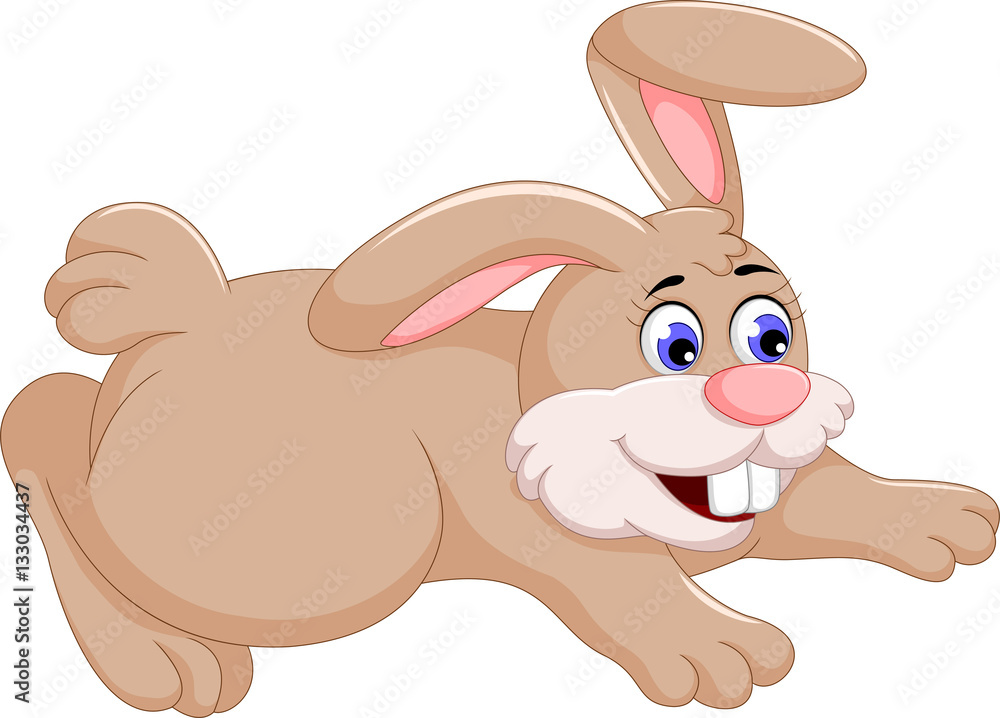 funny rabbit cartoon jumping Stock Illustration | Adobe Stock