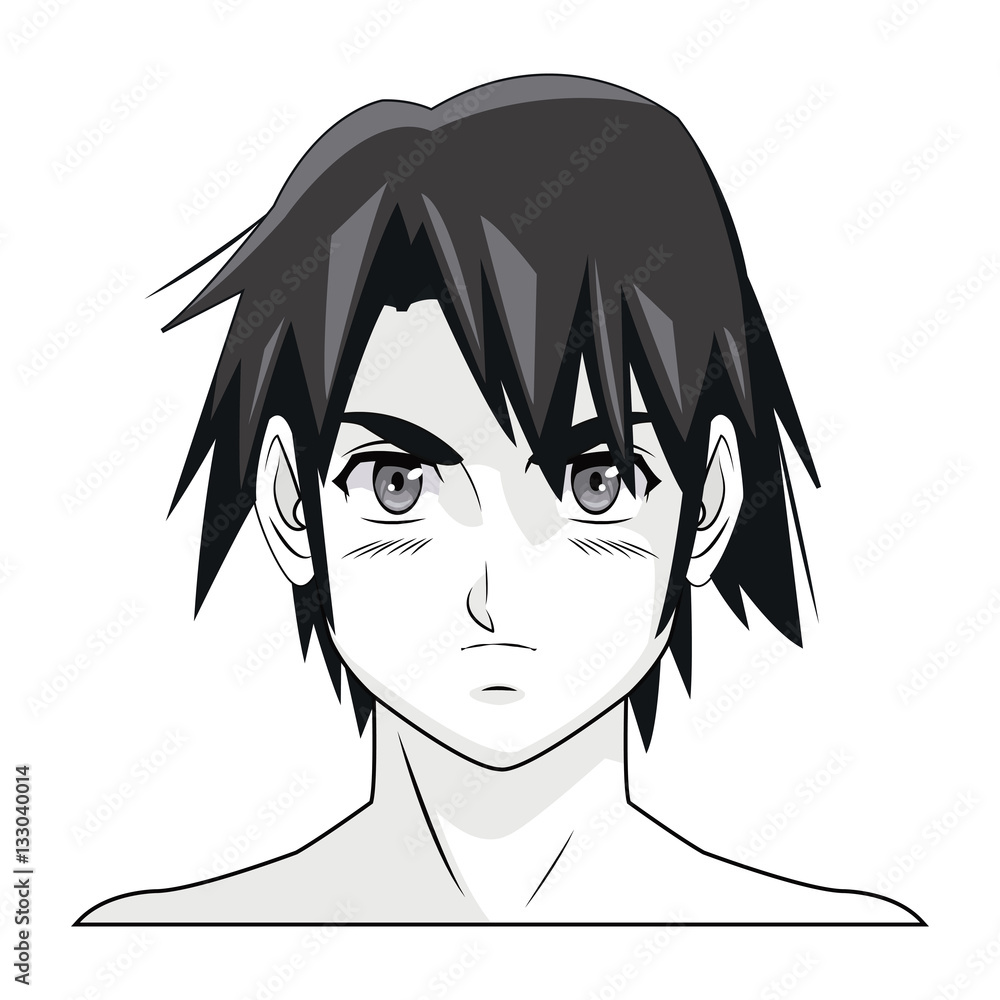 face boy anime manga comic cartoon vector illustration eps 10 Stock ...