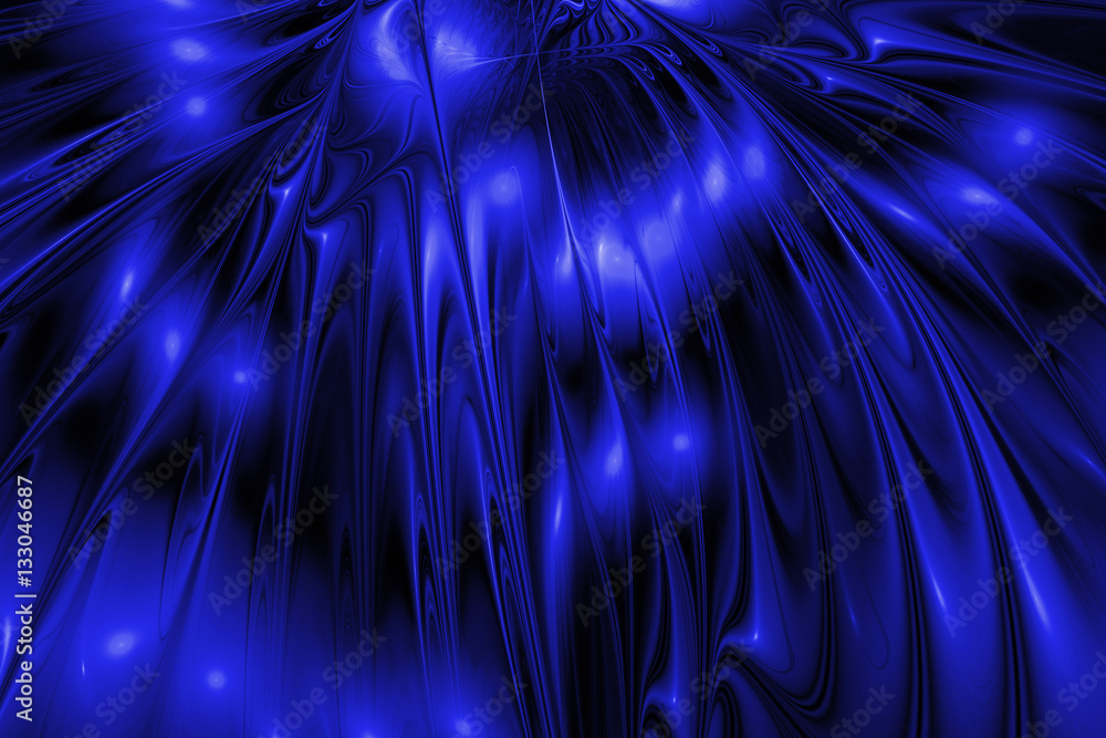 Abstract rippled glossy texture in royal blue and black colors. Fantasy ...
