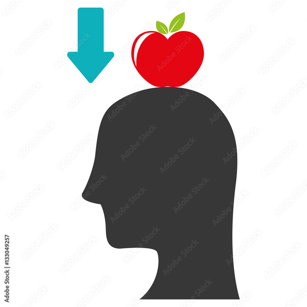 apple falling on head shadow silhouette gravity representation icon ...