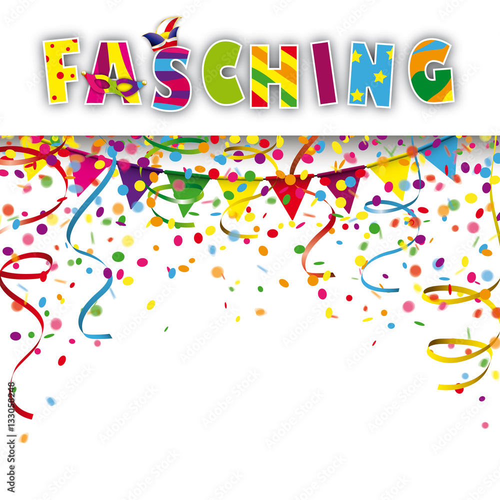 Vettoriale Stock Fasching Narrenkappe, Konfetti und Masken | Adobe Stock