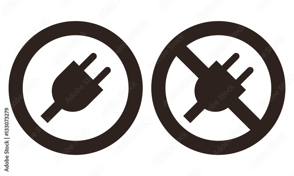Plug and no plug symbol Stock Vector | Adobe Stock