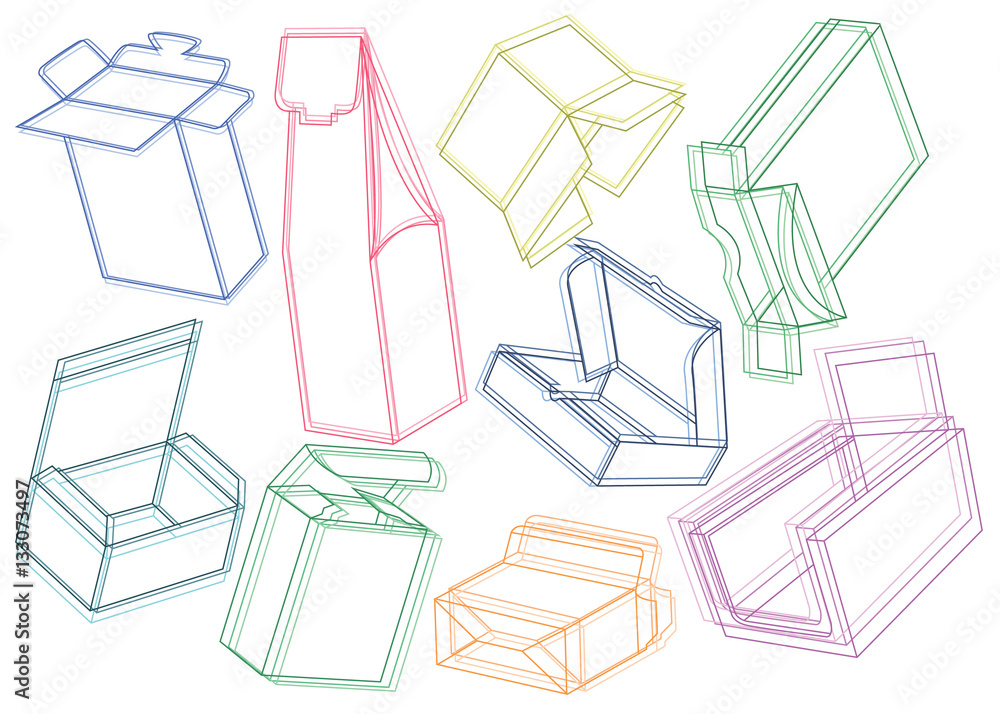 box vector set shape illustration package cargo Stock Vector | Adobe Stock