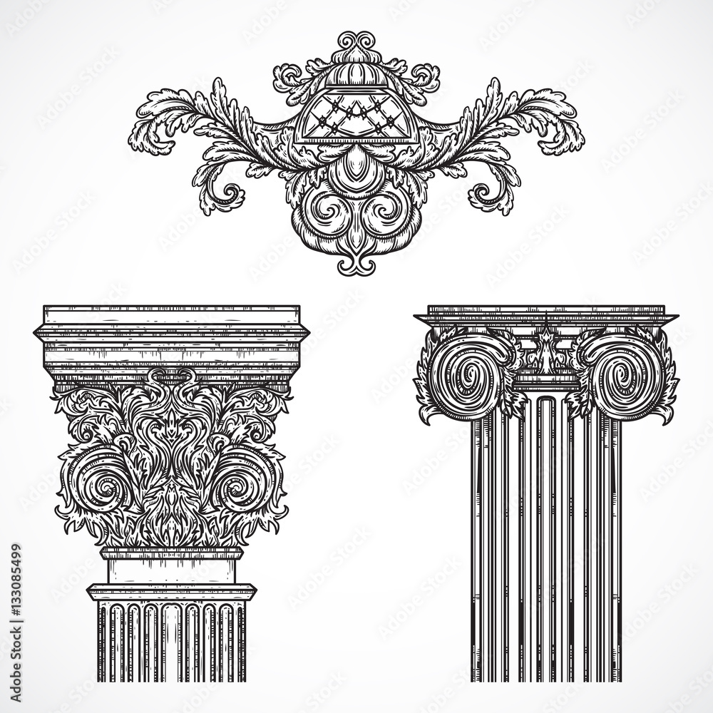 Vintage architectural details design elements. Antique baroque classic ...