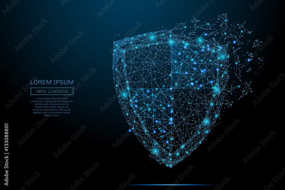 Security Shield composed of polygons. Business concept of data ...