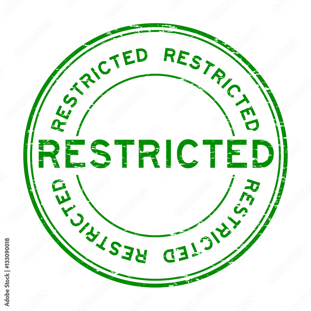 Grunge green restricted round rubber stamp on white background Stock ...
