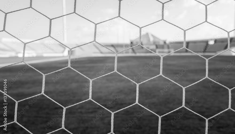 soccer net at soccer stadium , black and white Stock Photo | Adobe Stock