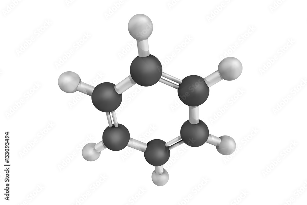 3d structure of Benzene, an important organic chemical compound. Stock ...