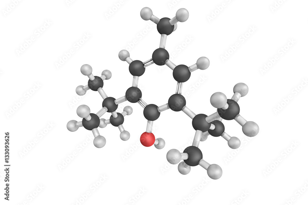 3d structure of Butylated hydroxytoluene, also known as dibutylh Stock ...