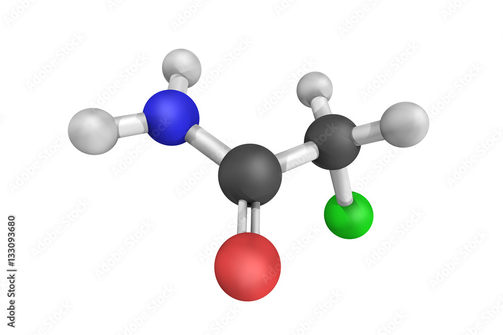 3d structure of Chloroacetamide, a chlorinated organic compound Stock ...