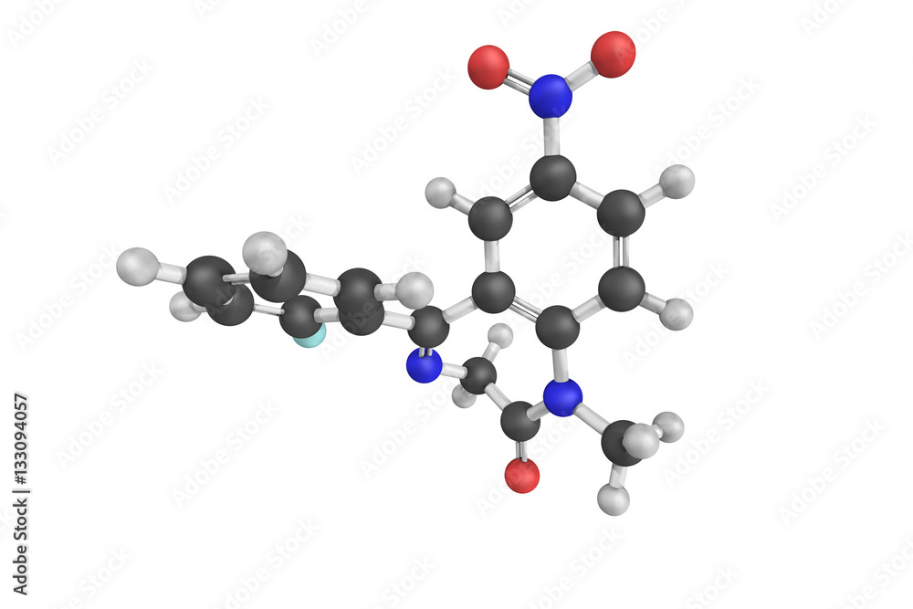 3d structure of Flunitrazepam, also known as Rohypnol, an interm Stock ...