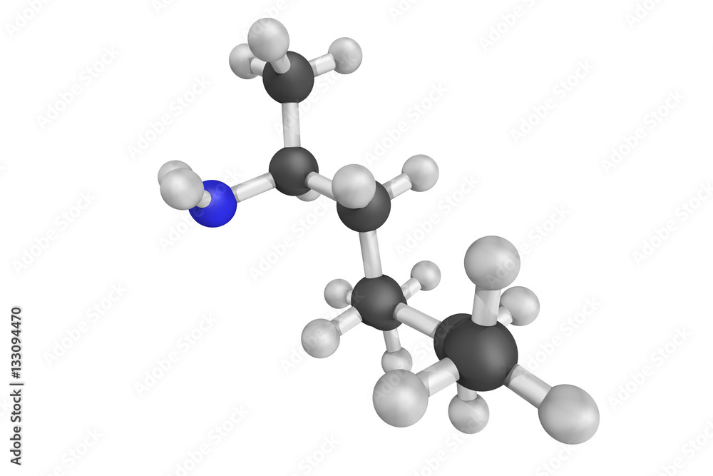 3d structure of Methylhexanamine, commonly known as dimethylamyl Stock ...