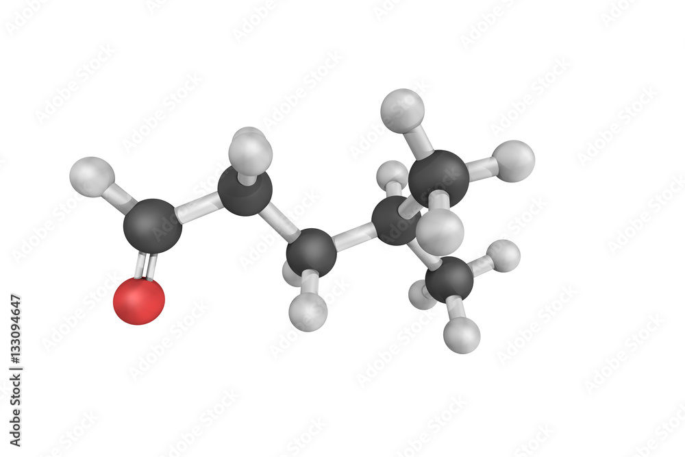 3d structure of Pentanal, also called pentanaldehyde or valerald Stock ...