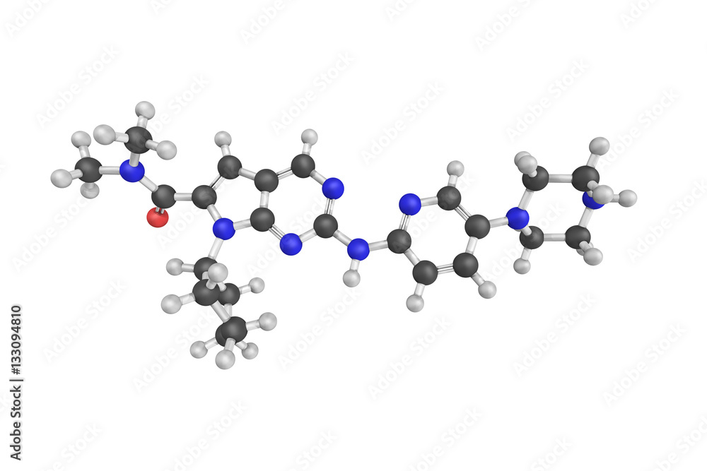 3d structure of Ribociclib, a drug that is an inhibitor of cycli Stock ...