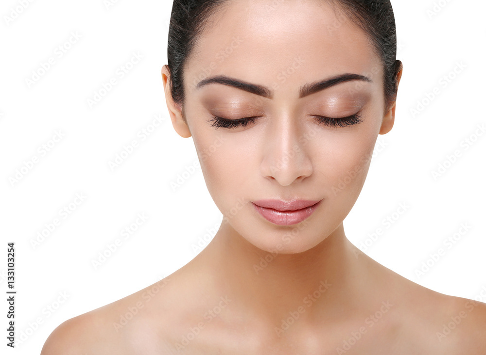 Beautiful indian girl perfect face with closed eyes Stock-Foto | Adobe ...
