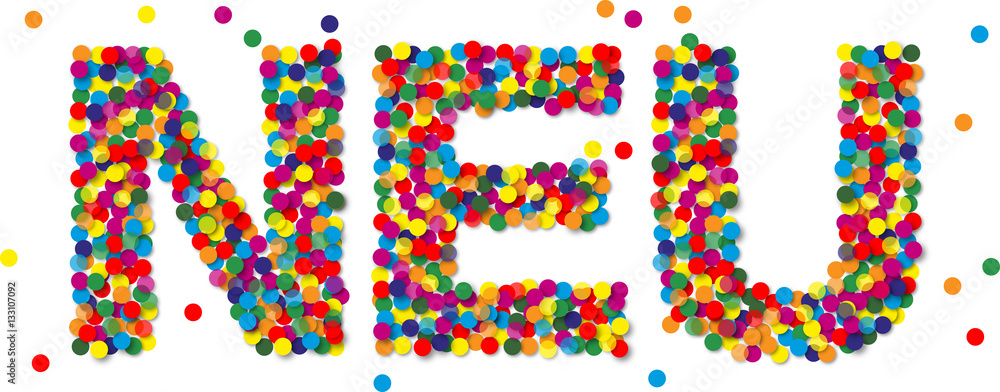 Neu Schriftzug aus bunten Konfettis, Vektor Stock Vector | Adobe Stock
