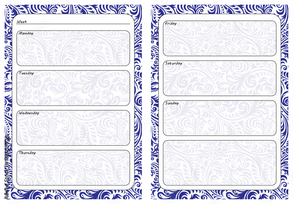 Set of pages template for daily planner. Printable, for scrapbooking ...