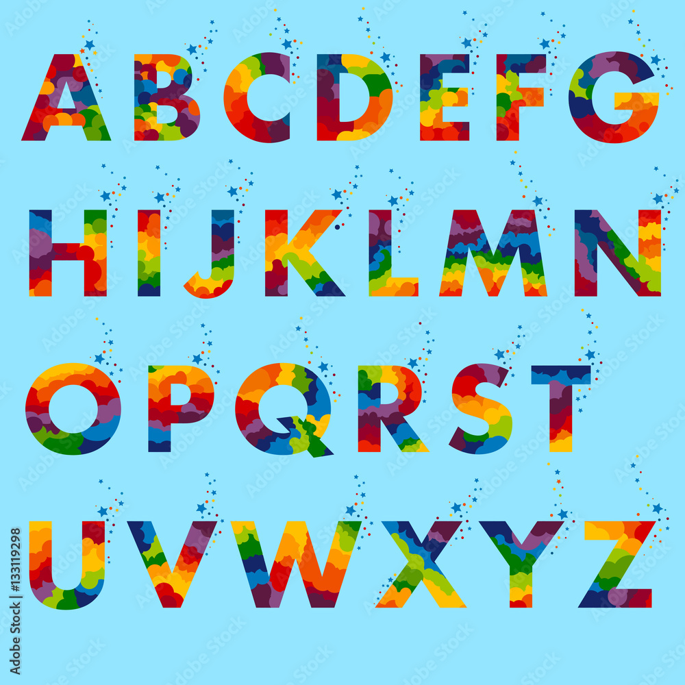 Alphabet colored, idea Alphabet typography design element for wedding ...