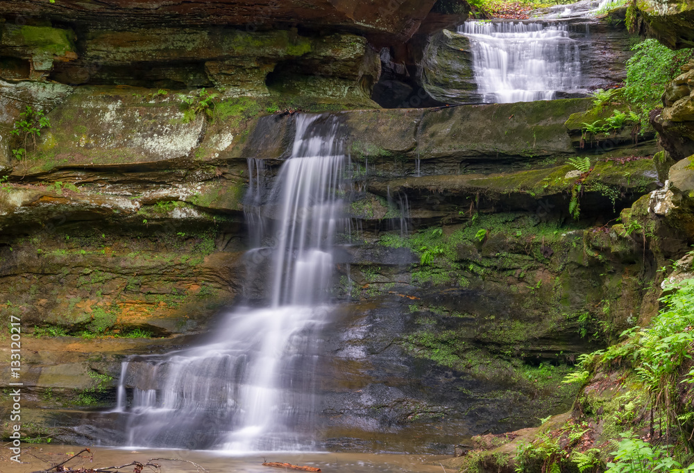 Waterfalls at Old Man's Cave - Hocking Hills State Park, Ohio Stock ...