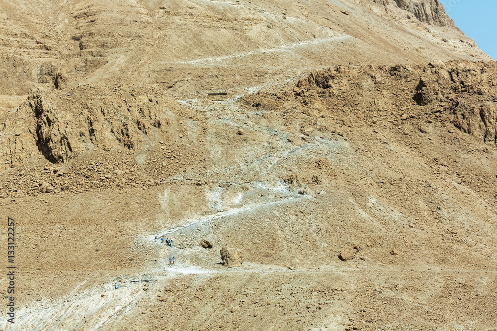 The cable car transporting passengers and hiking trail in ancient ...