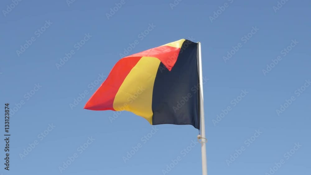 Famous Belgian national symbol on wind waving 4K 2160p 30fps UltraHD ...