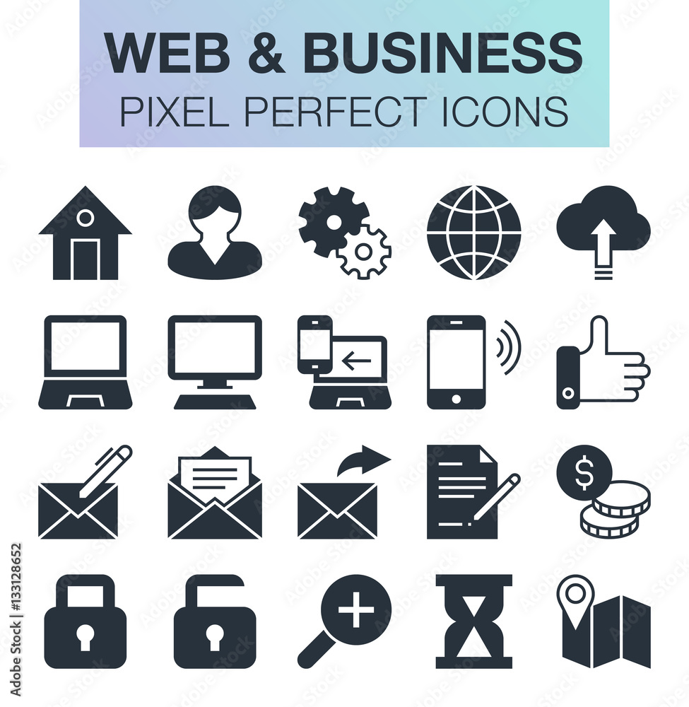 Set of pixel perfect web and business icons for mobile apps and web ...