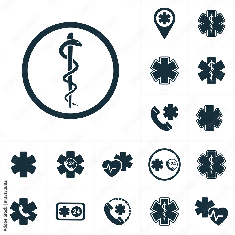 medical snake symbol icon, medical signs set on white background Stock ...