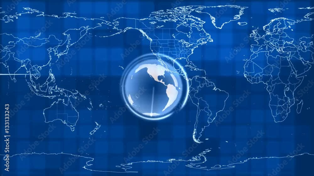 Motion graphics of a world map and a 3D world globe with radar Stock ...