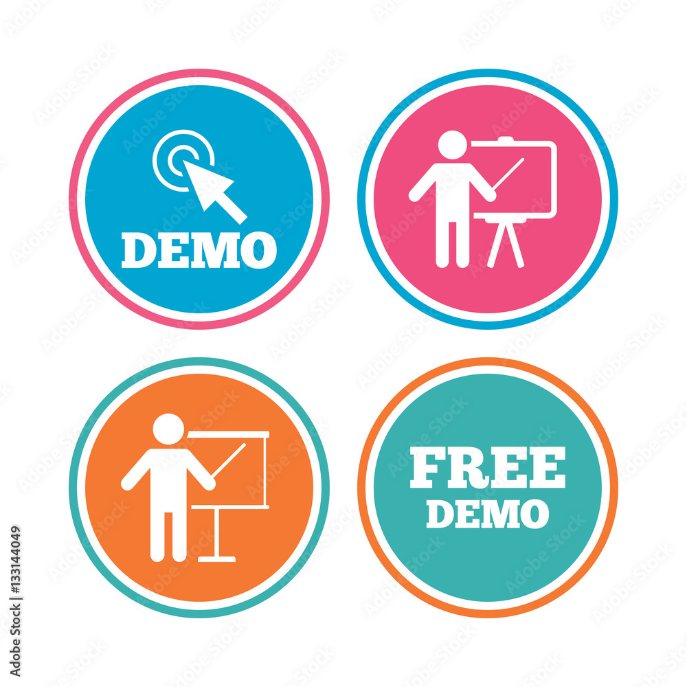 Vettoriale Stock Demo with cursor icon. Presentation billboard. | Adobe ...