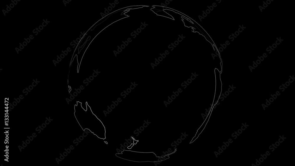 3D World map stroke lines spinning with alpha channel Stock Video ...