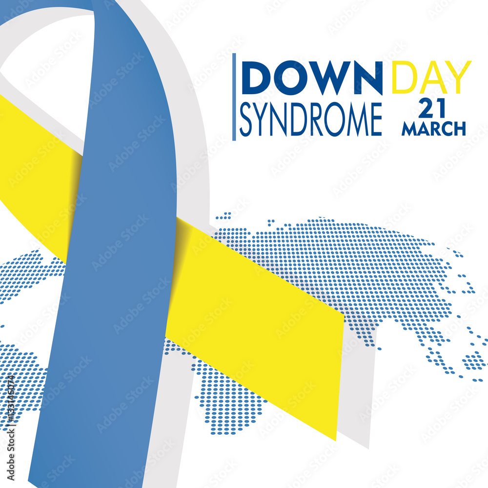 Down syndrome illustration, white background, dotted map, big ri Stock ...
