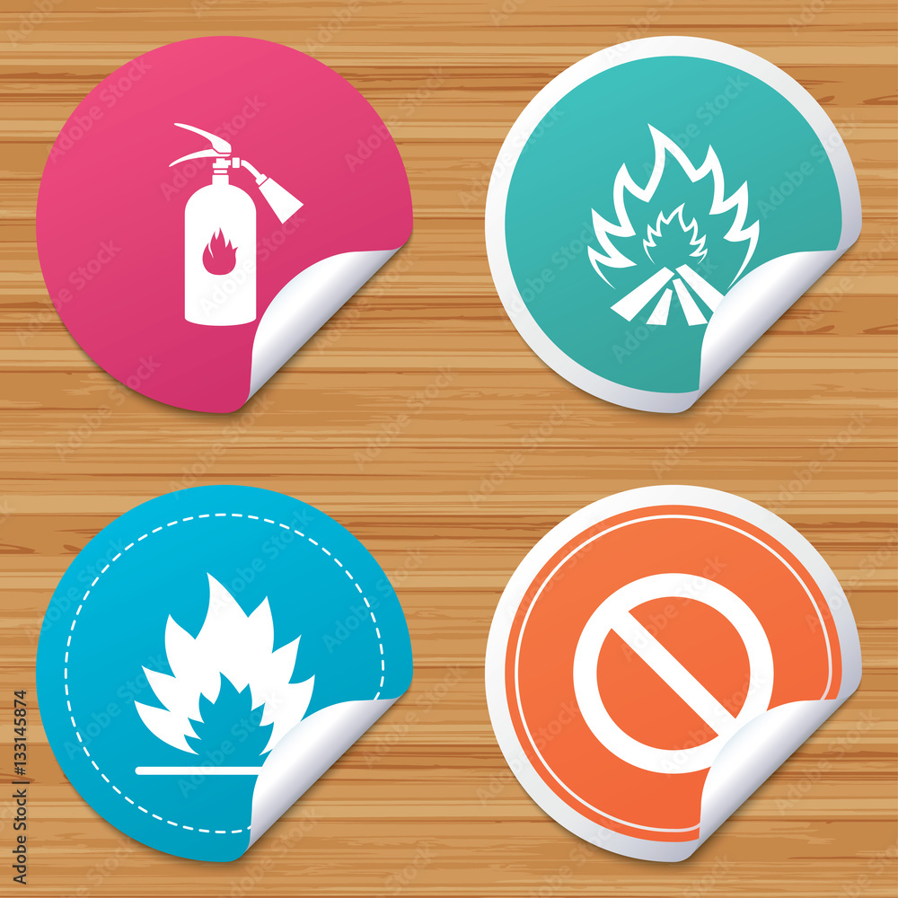 Fire flame icons. Prohibition stop symbol. Stock Vector | Adobe Stock
