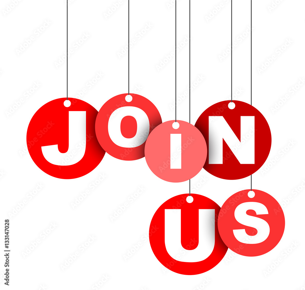 Red easy vector illustration isolated circle tag banner join us. This ...