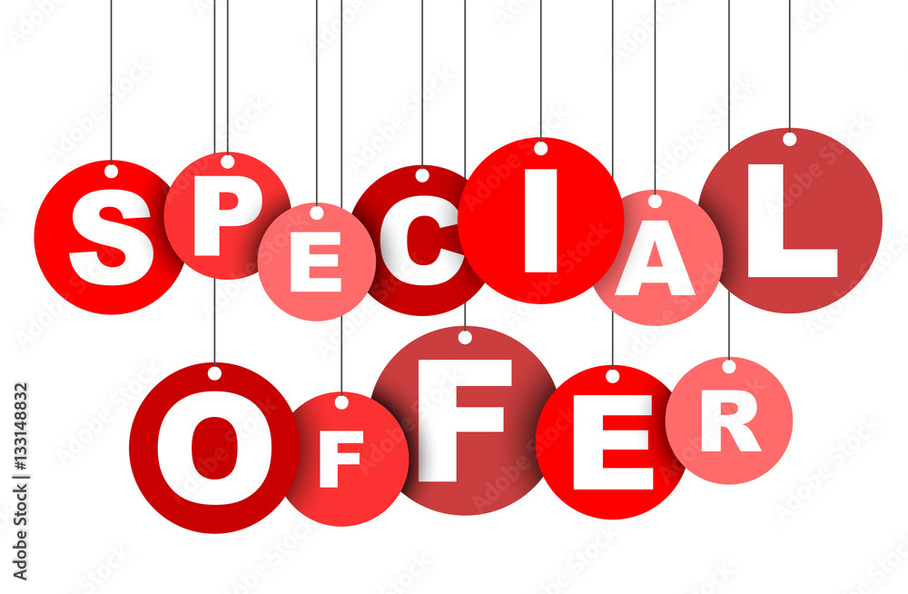 Red easy vector illustration isolated circle tag banner special offer ...