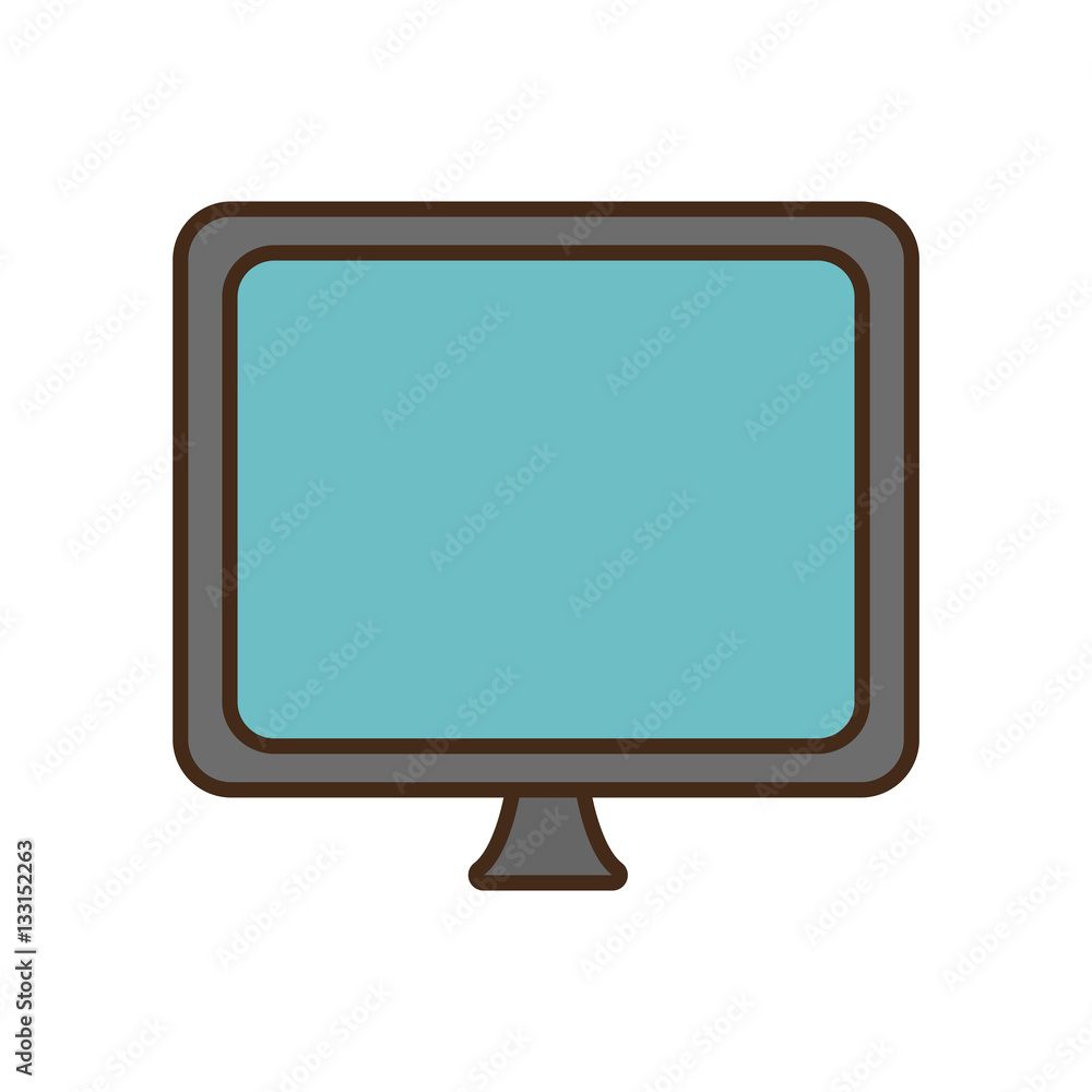 cartoon dark screen computer equipment office vector illustration eps ...