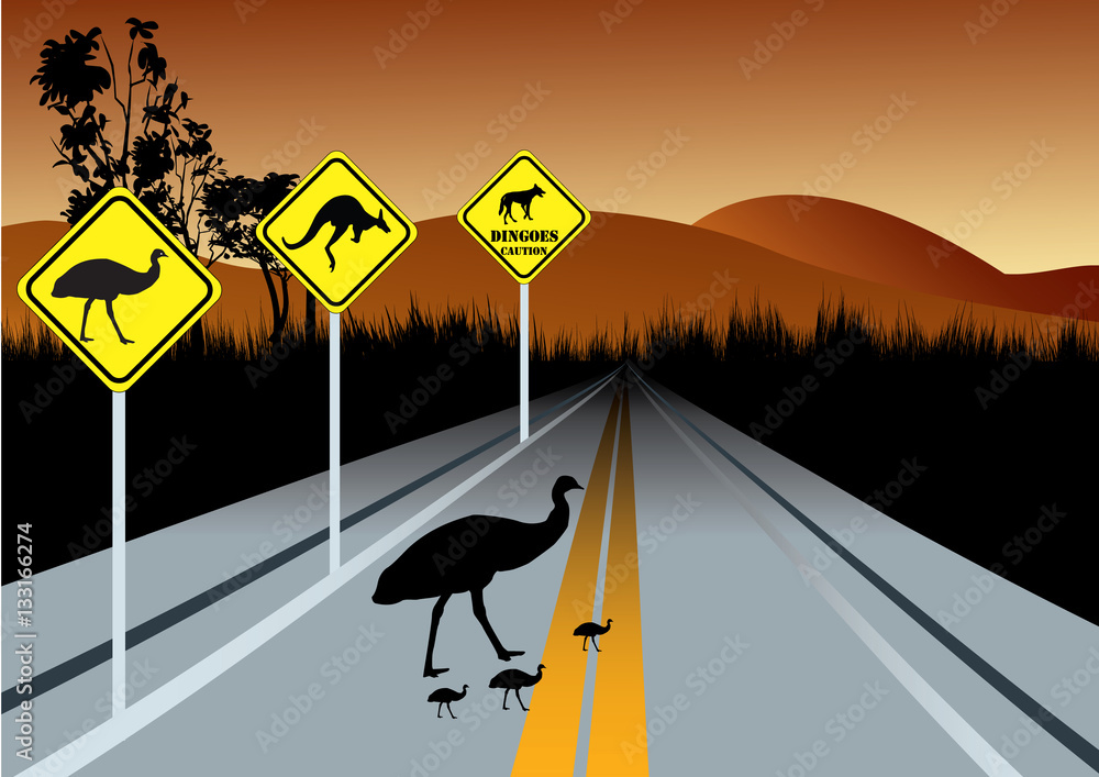 warning road signs for Australia animals Stock Vector | Adobe Stock
