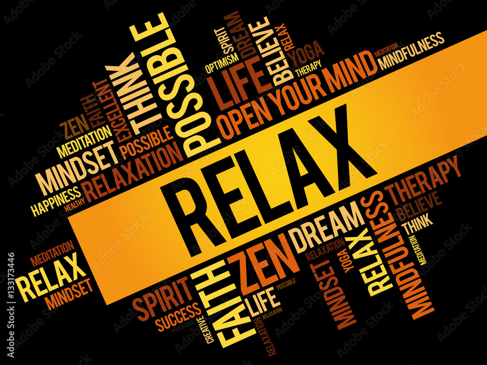 Relax word cloud collage, concept background Stock Vector | Adobe Stock