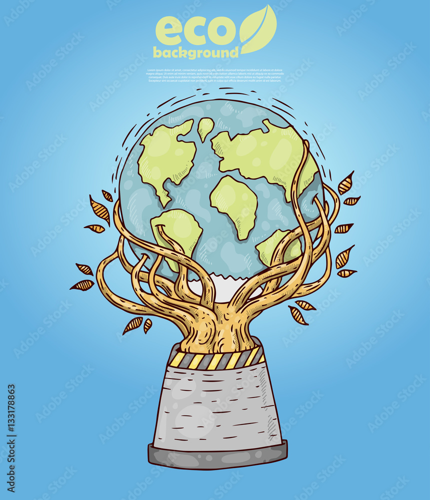 Vector - world map, tree Stock Vector | Adobe Stock