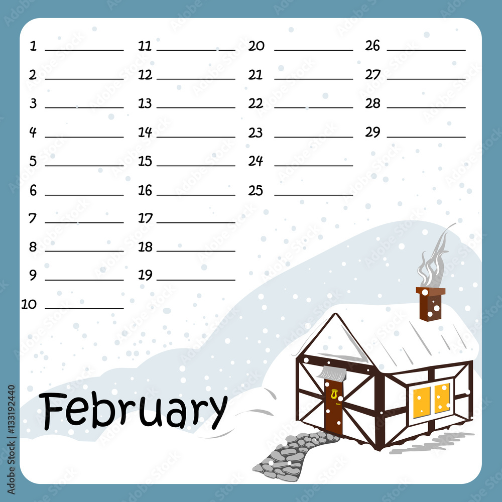 Birthday calendar February Stock Vector | Adobe Stock