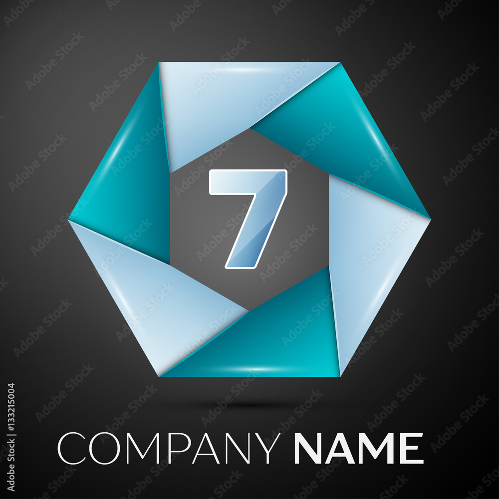 Number seven vector logo symbol in the colorful circle on black ...
