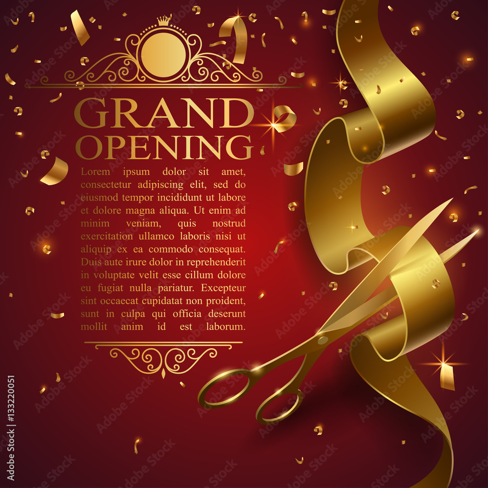 ribbon cutting ceremony banner Stock Vector | Adobe Stock