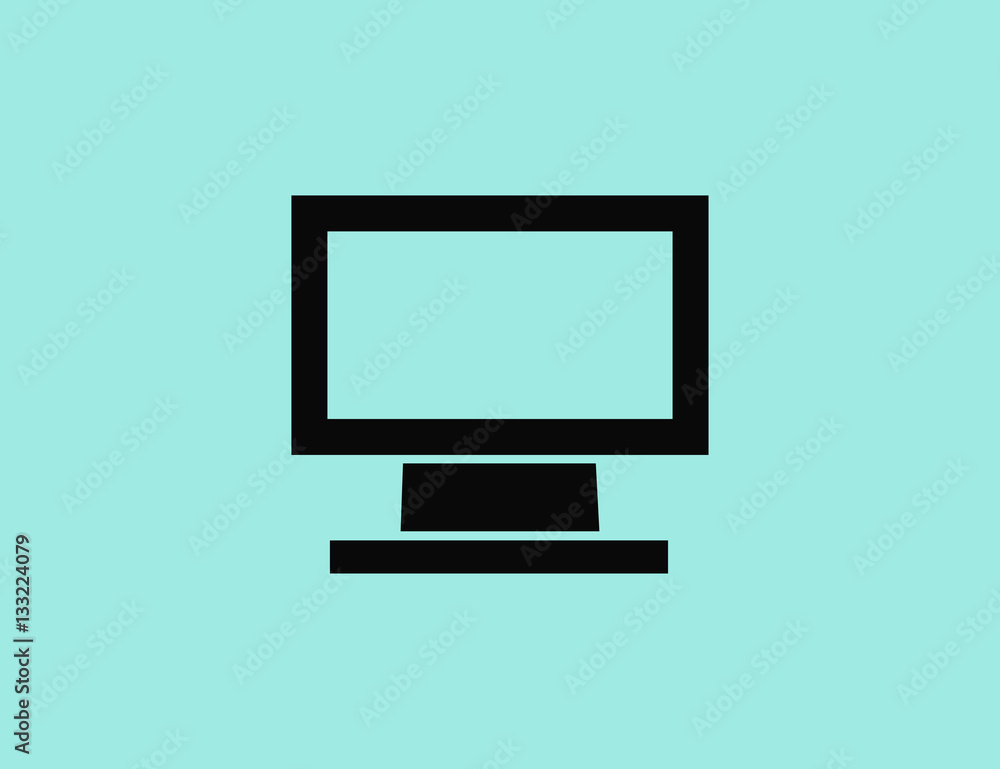 Vector flat black old computer monitor icon Stock Vector | Adobe Stock