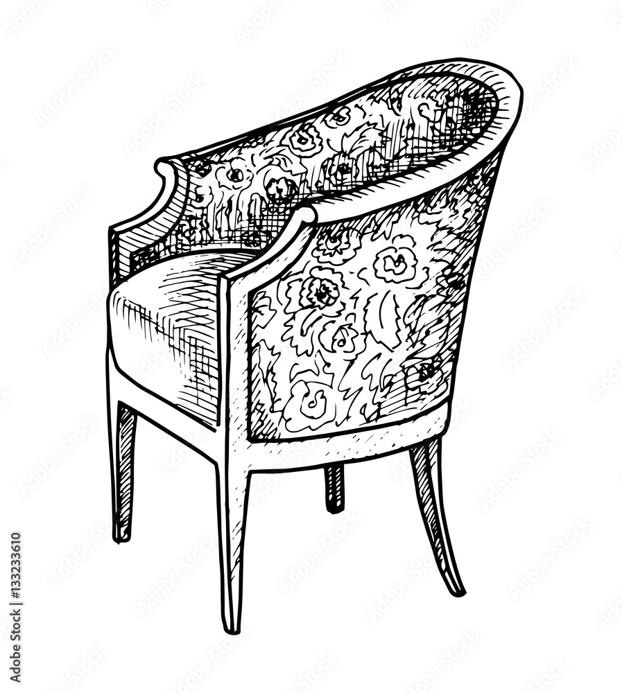 Chair. Sketch isolated on white background. Vector illustration Stock ...