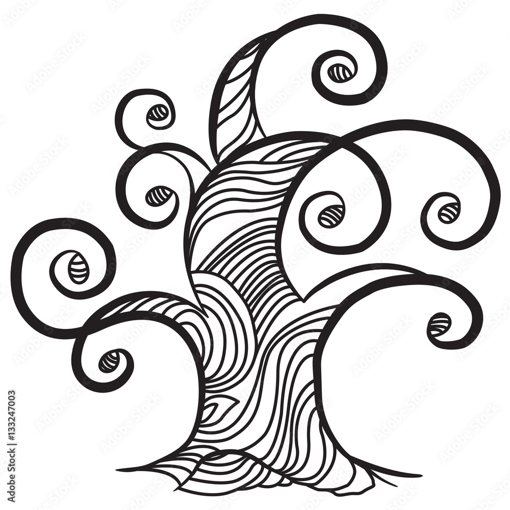 Doodle tree vector illustration Stock Vector | Adobe Stock